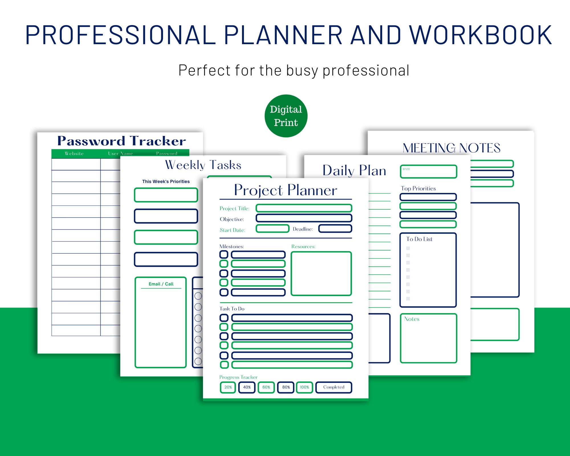 Professional Planner and Workbook, Digital Planner, Work Planner ...