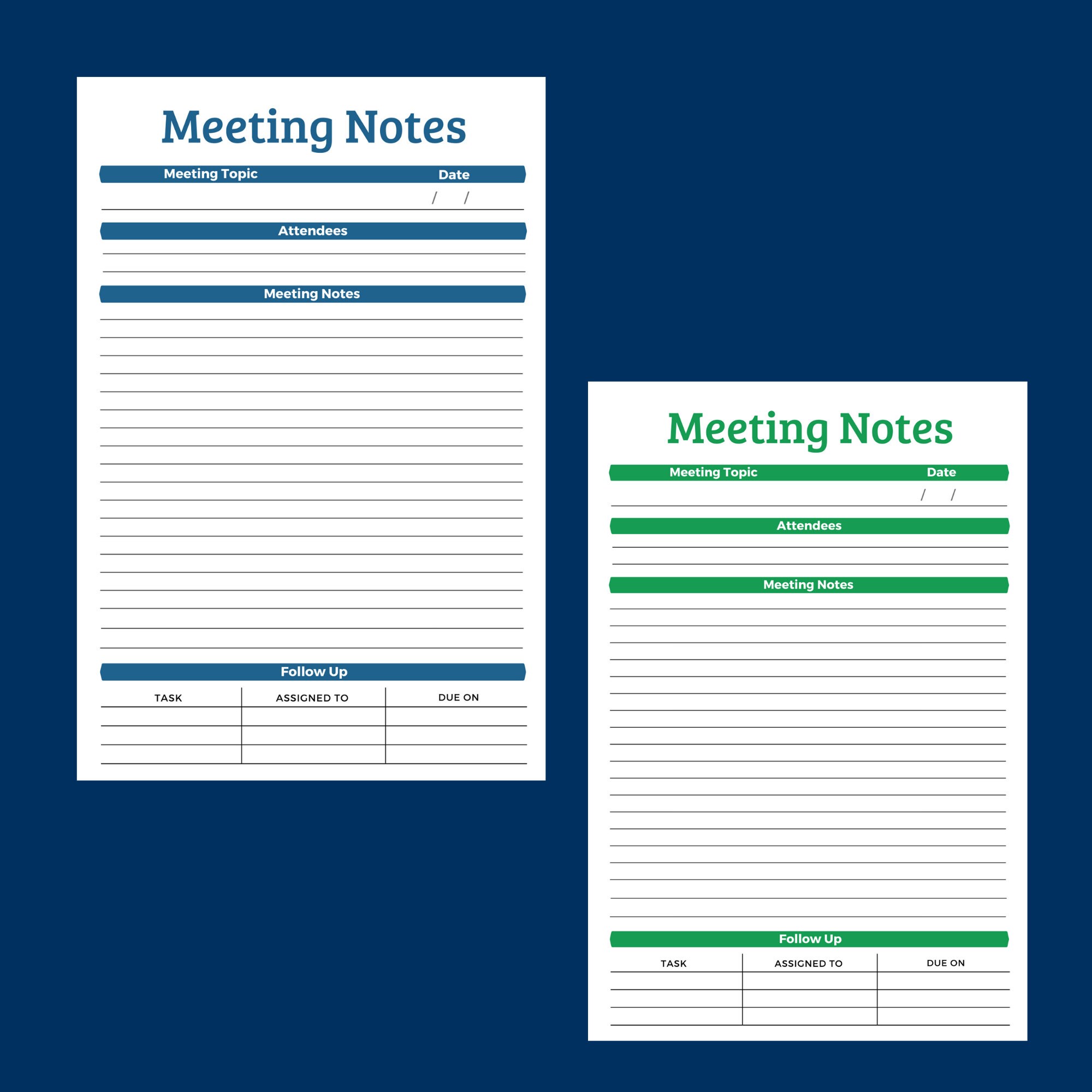 Meeting Notes Templates, Business Meeting Digital Template, Work ...