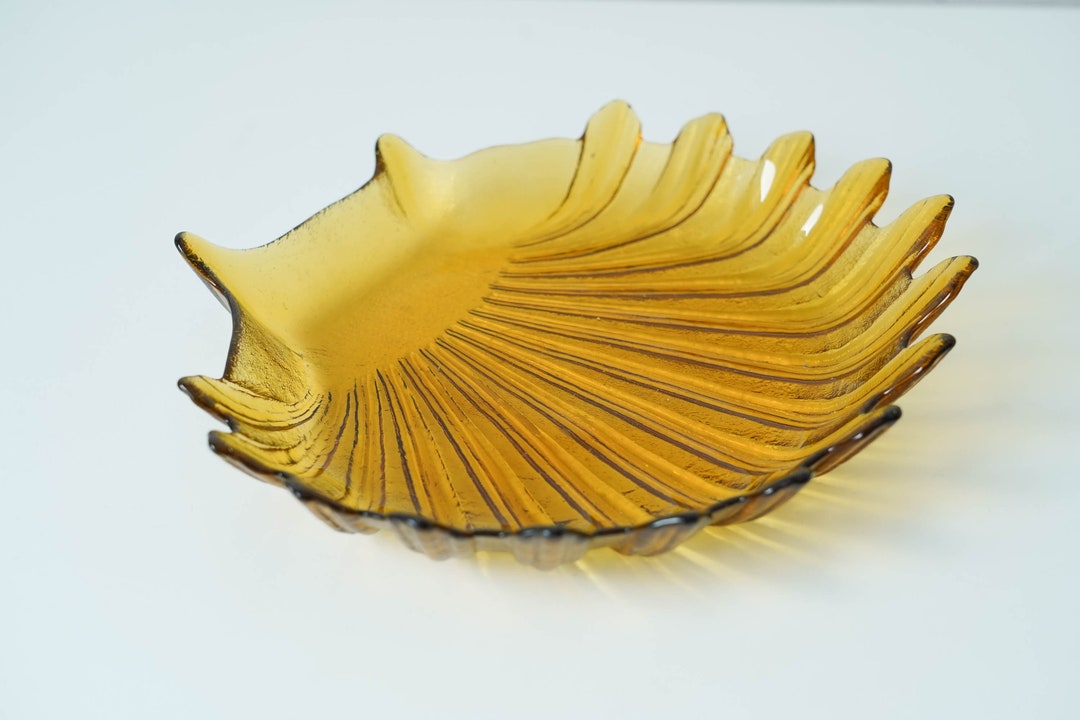 Amber Shell Plate Vintage Glass Glass Shell - Etsy