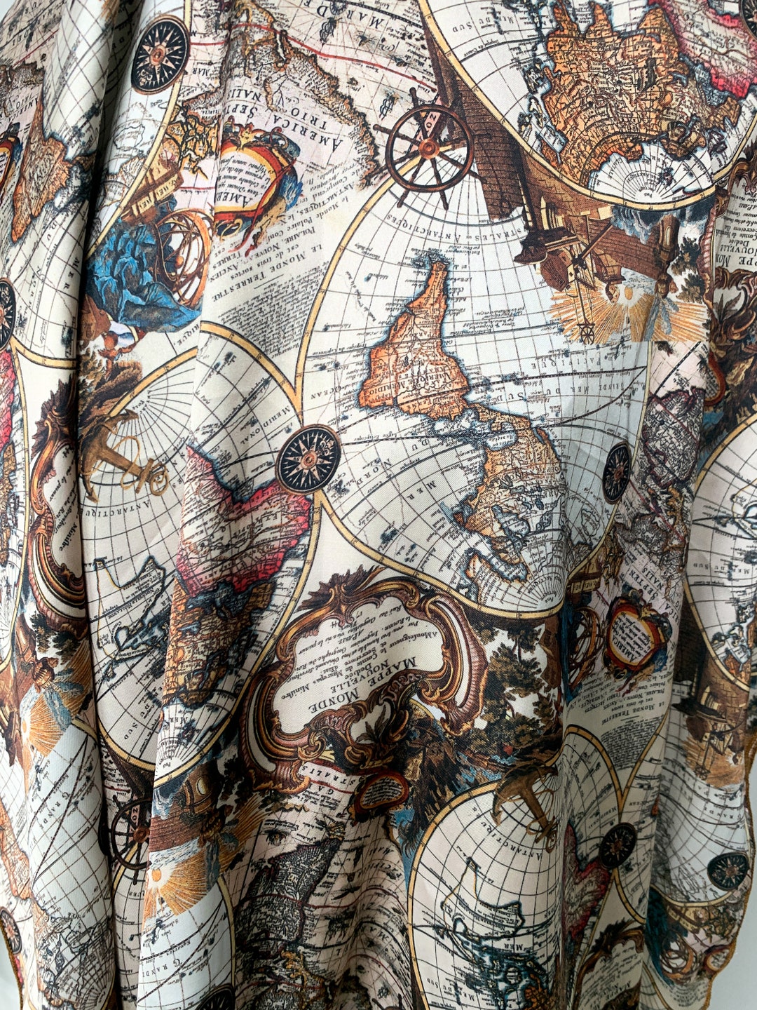 Vintage World Map Scarf: Lightweight Silk Travel Shawl - Etsy