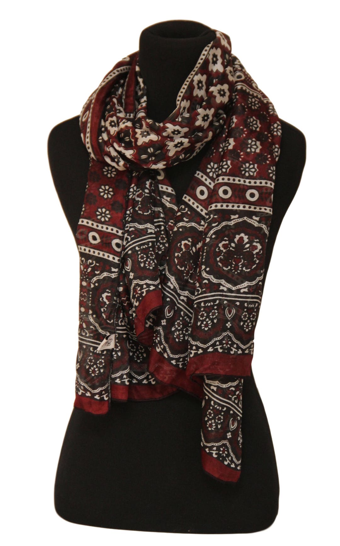 Ajrak Silk Scarf : Handmade Sindhi Block Print Stole From Daily Wear to ...