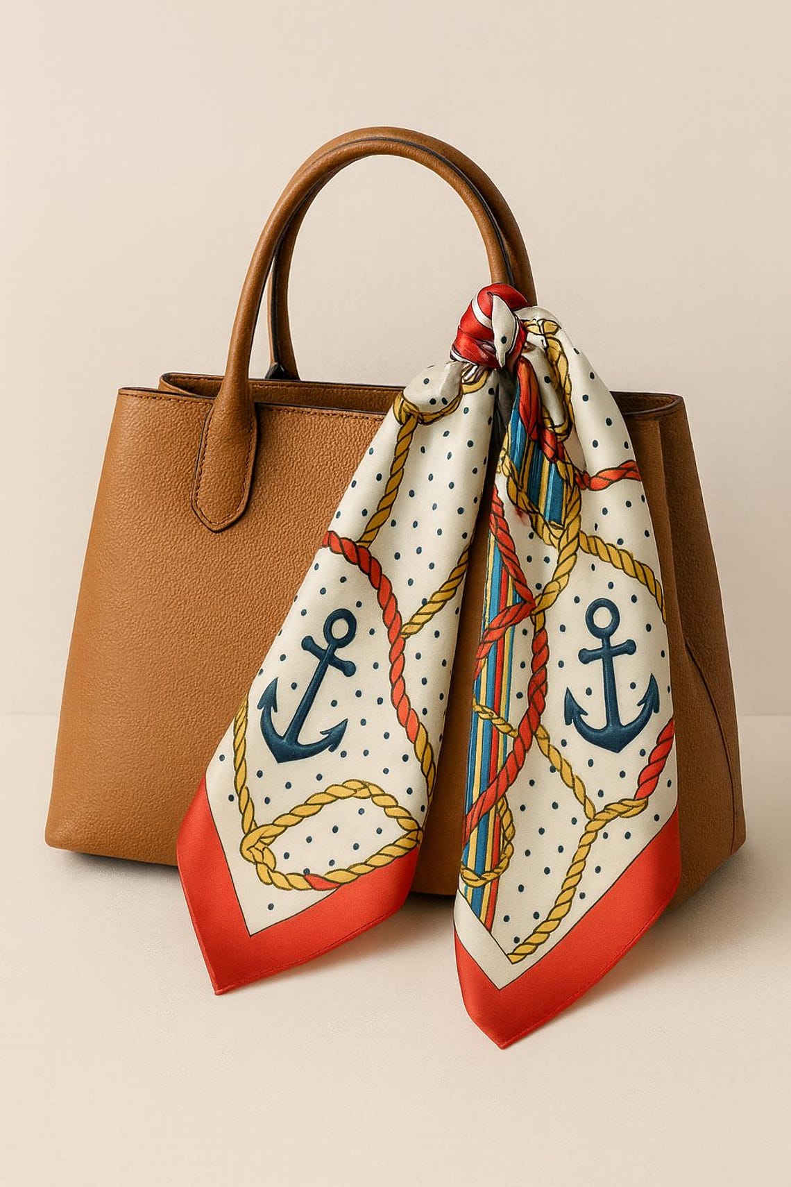 Silky Square Harbor Scarf – Nautical Sea Anchor Design – Lightweight ...
