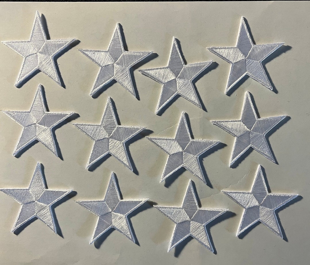 Star Patches, Embroidered Iron-on or Sew-on Star Patches White Star ...