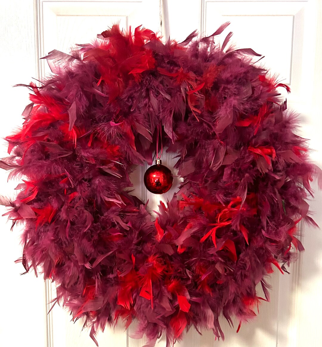 Vintage Christmas Red Feather Wreath - Etsy