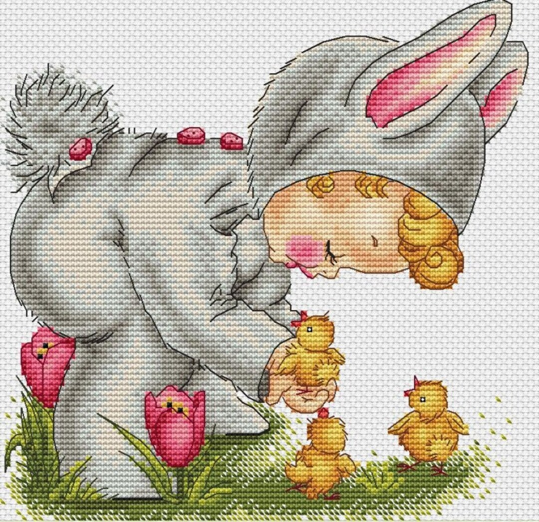 Easter Bunny Cross Stitch Chart - Etsy