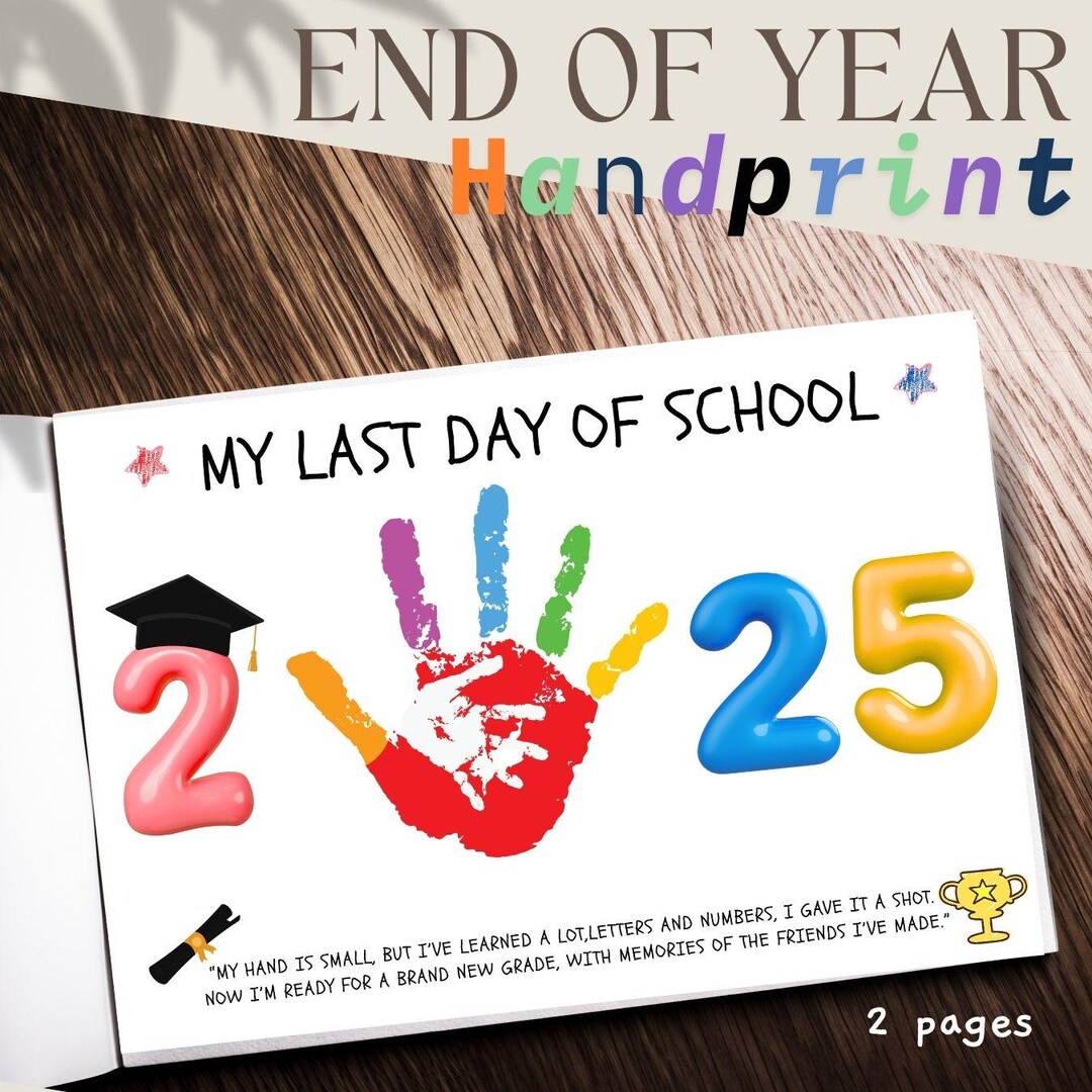 End of Year Graduation Summer Handprint Art Craft Activity Keepsake ...