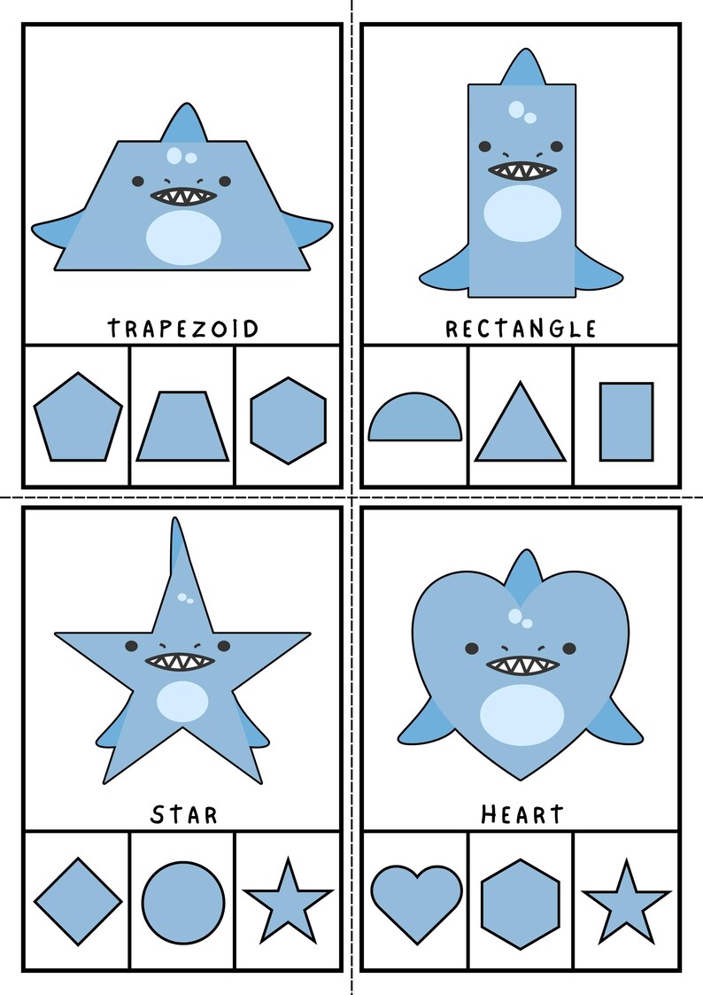 Shark 2D Shape Matching Clip Cards | Preschool & Kindergarten Math ...