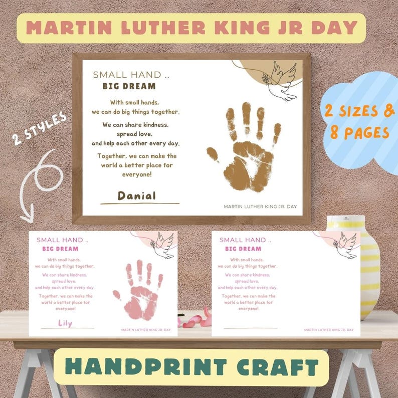 MLK Day Handprint Art Bundle: Black History Month Craft (PDF) - Etsy