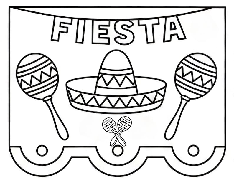 Papel Picado Coloring Banner: Mexican Fiesta Classroom Art (PDF ...