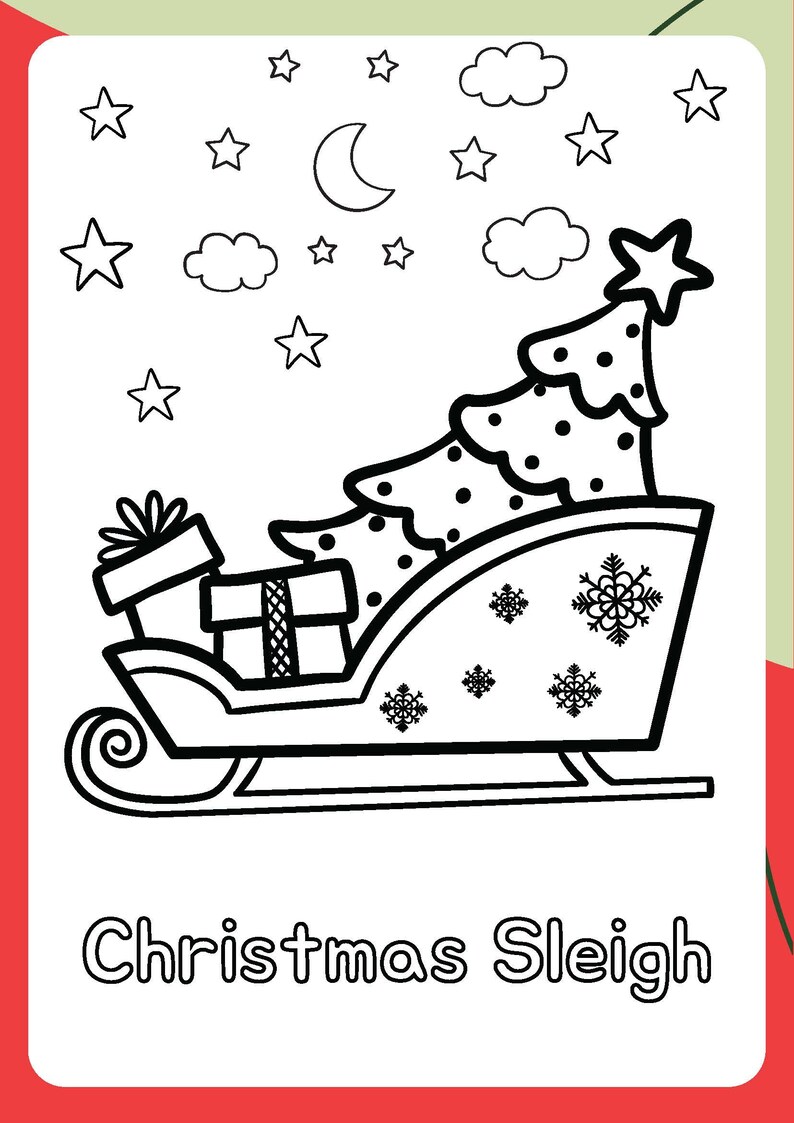 Coloring Pages Christmas Theme With Vocabulary for Kids - Etsy
