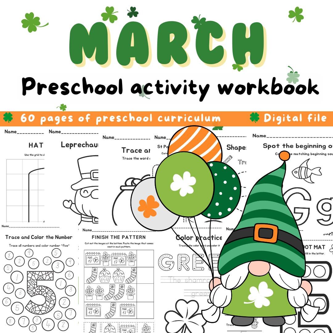 March Preschool & Kindergarten Workbook -busy Book-curriculum, St ...