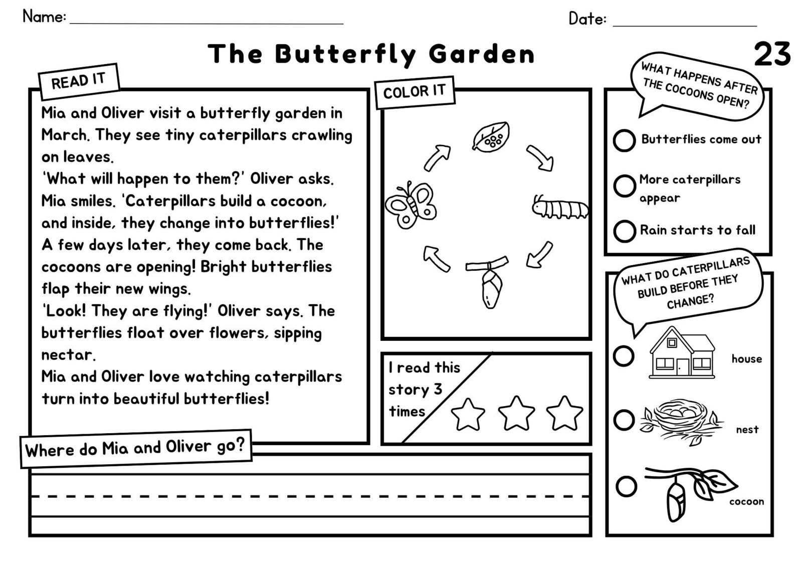 March Reading Comprehension Passages for Kindergarten & 1st Grade, St ...