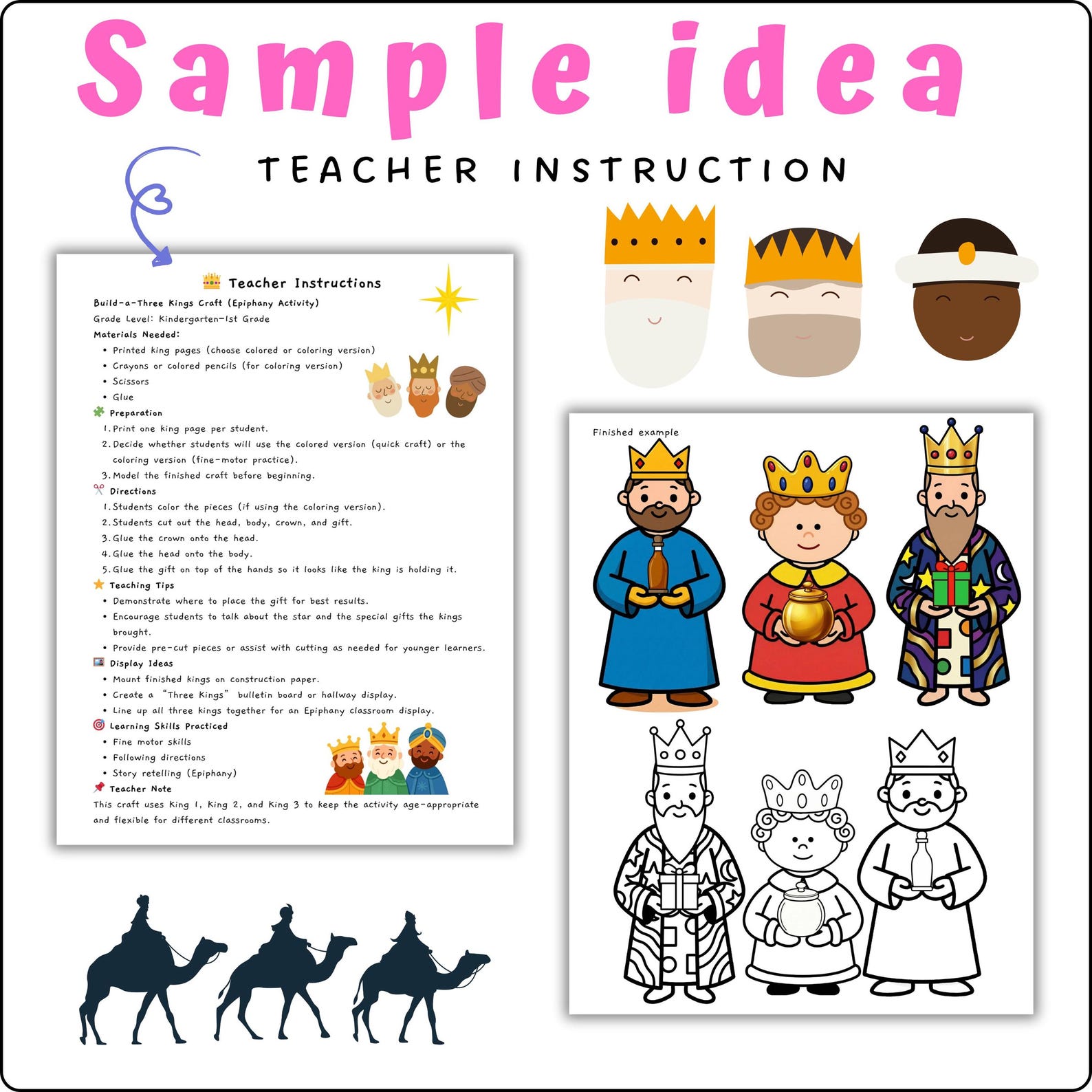 Build-a-three Kings Craft | Epiphany Activity | Three Kings Day | Three ...