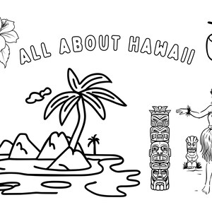 Hawaii Coloring Pages: Luau-themed Tropical Island Activity (digital ...