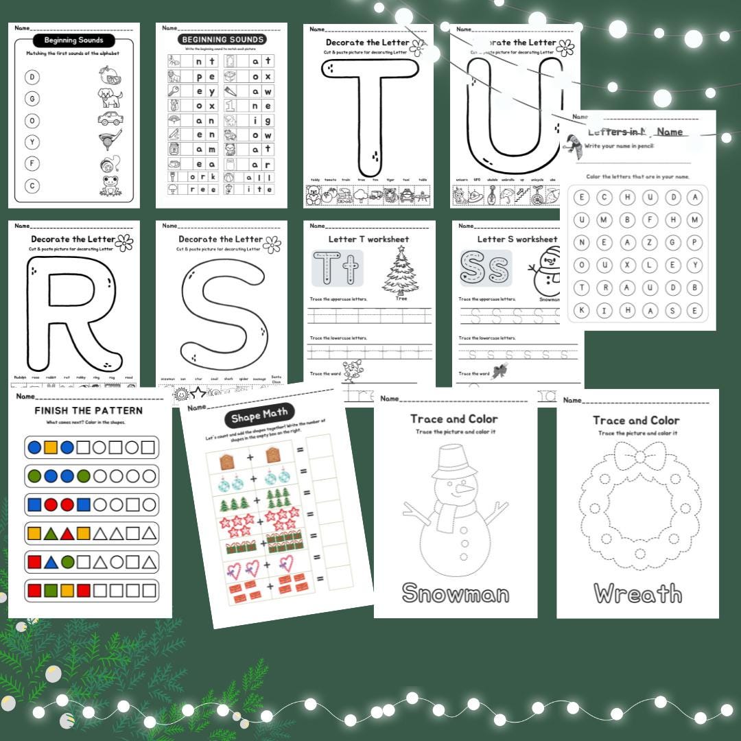 Christmas Preschool Activity Workbook: December Curriculum (digital ...