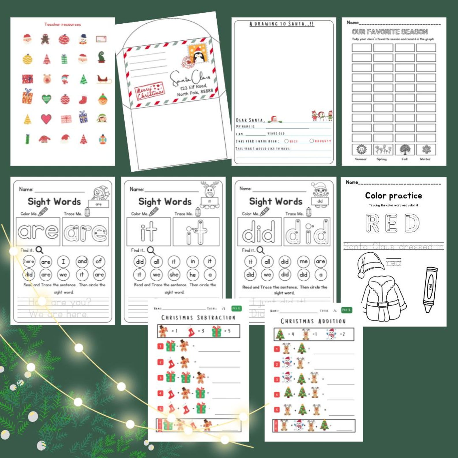 Christmas Preschool Activity Workbook: December Curriculum (digital ...