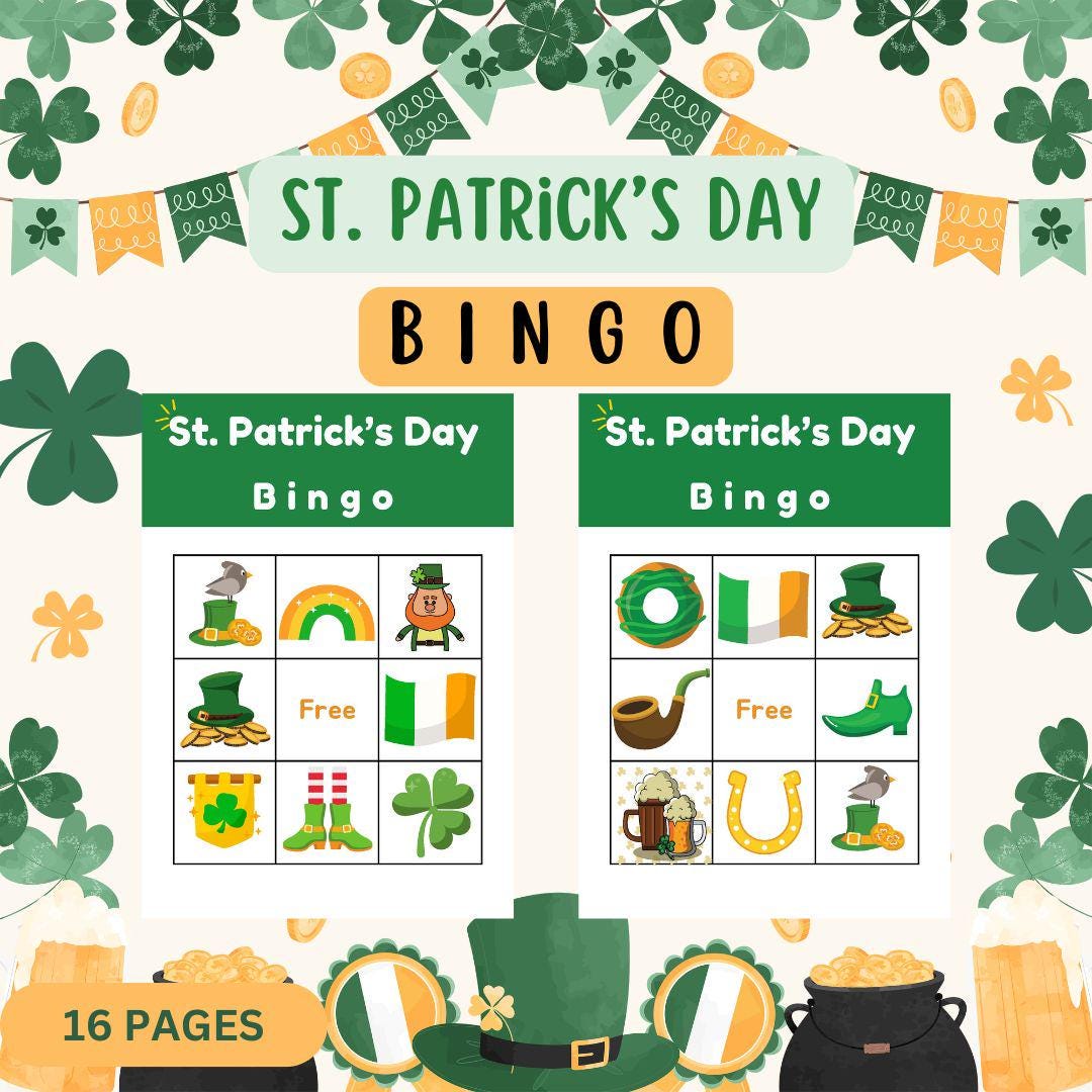 ST. Patrick's Day Bingo Activity Game for Class Party or Spring Break ...