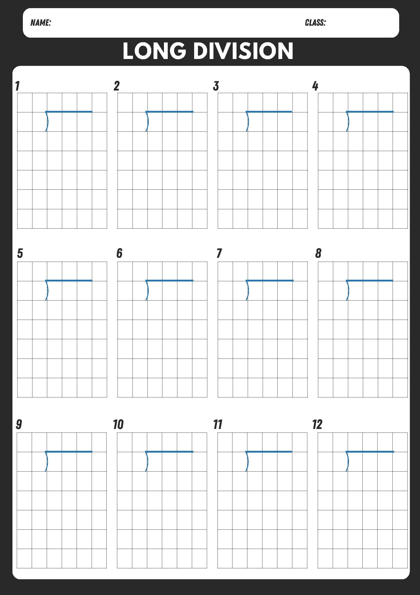 Long Division Worksheet: 3-digit by 2-digit, Graph Paper (digital ...