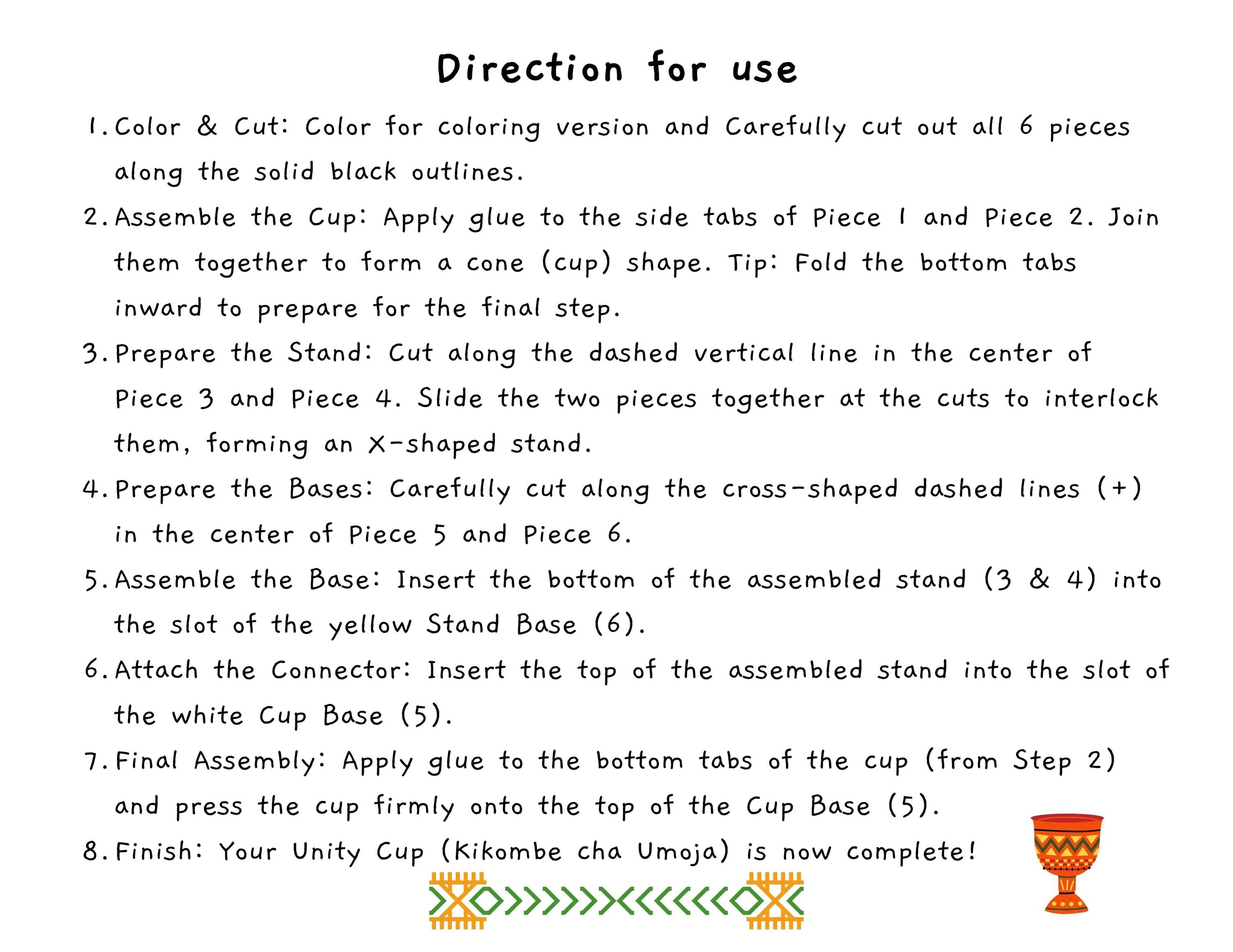 Kwanzaa Unity Cup 3D Craft | Kikombe Cha Umoja | Cut & Glue Printable ...