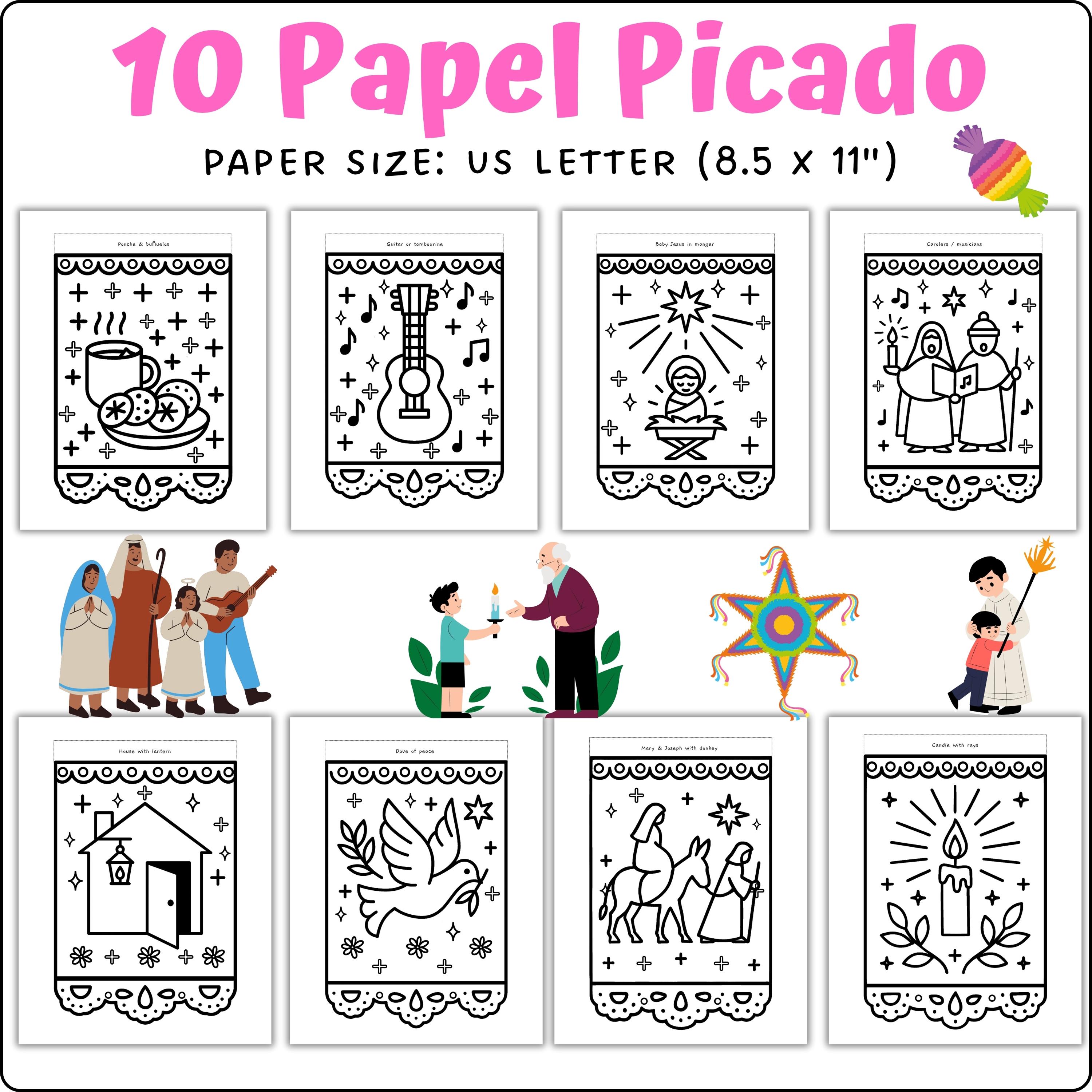 Las Posadas Christmas in Mexico Papel Picado Banner & Literacy Craft ...