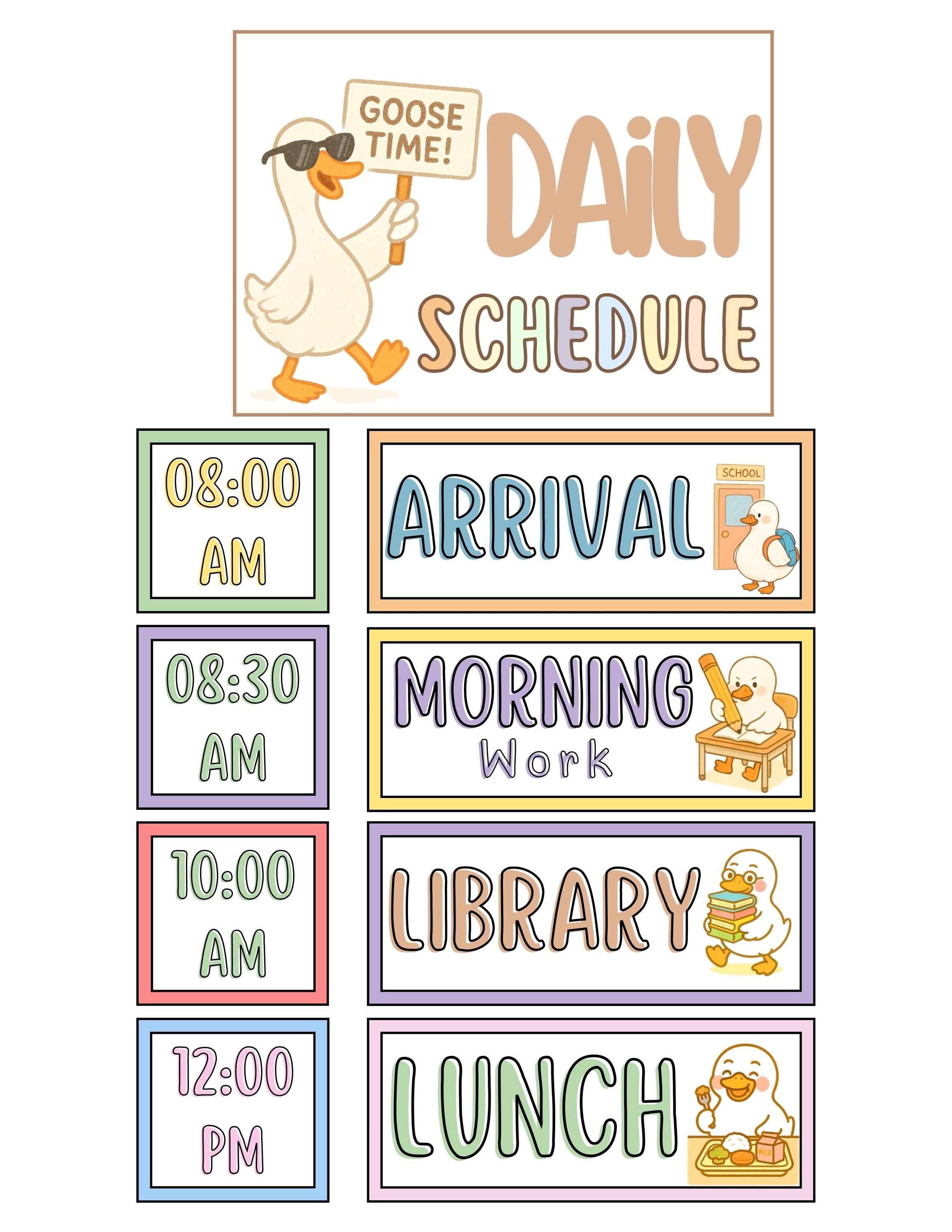 Silly Goose Daily Schedule Cards: Classroom Visual Routine (PDF + PPTX ...