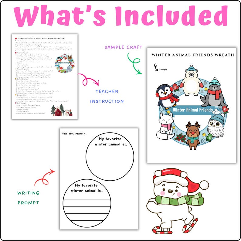Winter Animal Friends Wreath Craft for Kids | Winter Cut and Paste ...