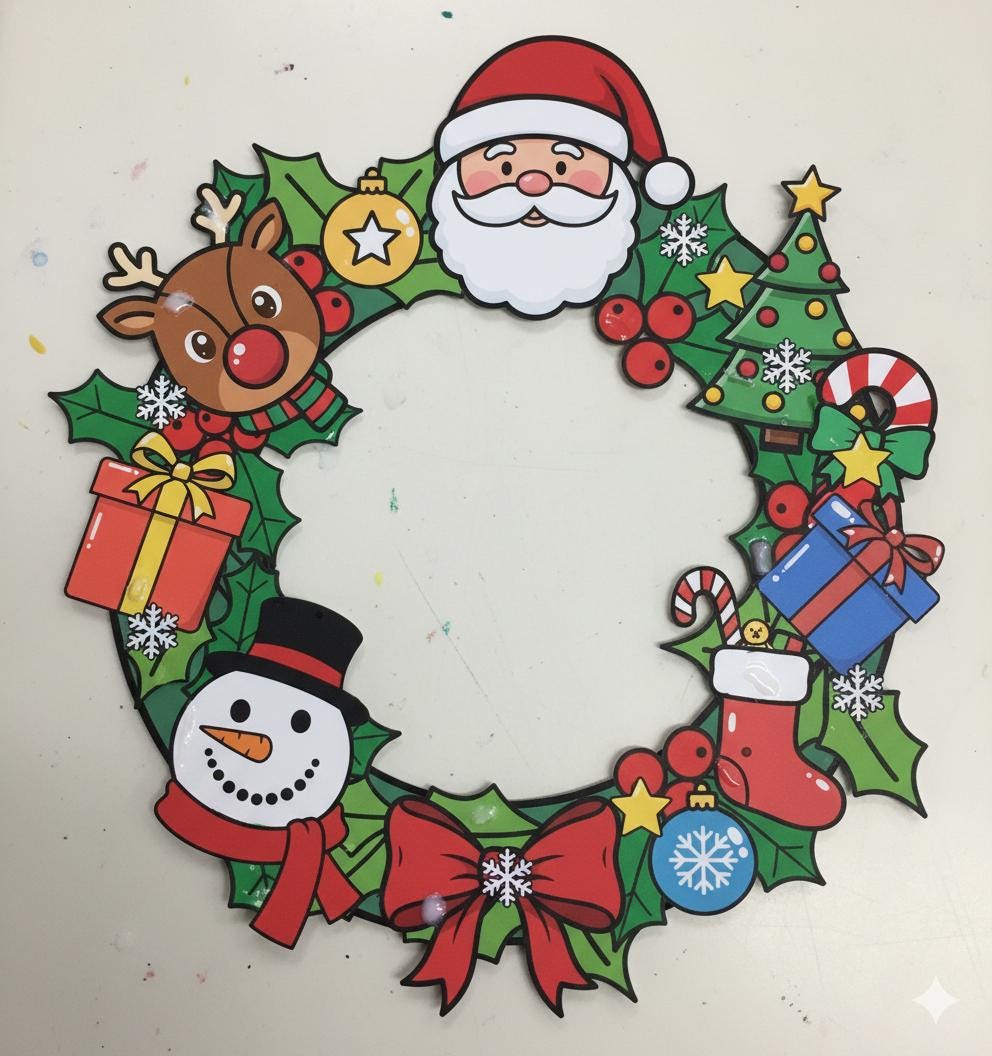 Classic Christmas Symbols Wreath Craft for Kids | Christmas Cut and ...