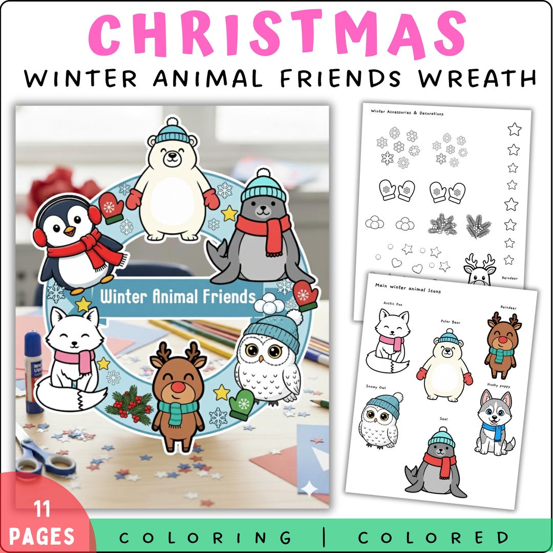 Winter Animal Friends Wreath Craft for Kids | Winter Cut and Paste ...