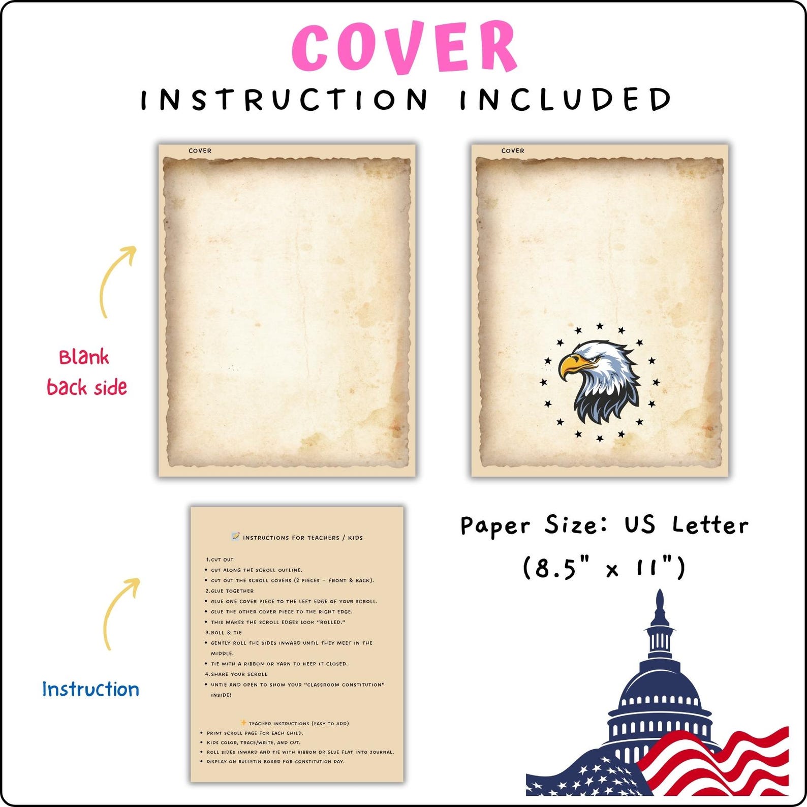 Constitution Day Scroll Craft: Printable Activity for Kids (digital ...