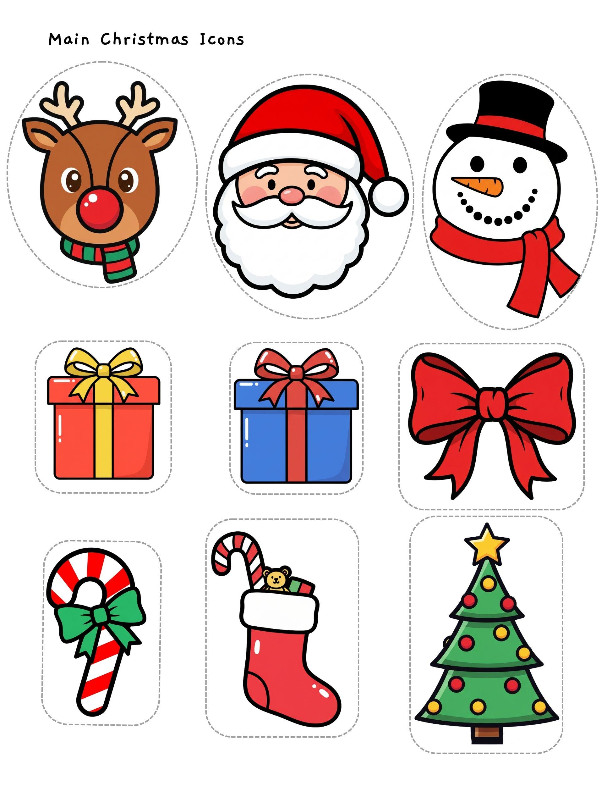 Classic Christmas Symbols Wreath Craft for Kids | Christmas Cut and ...