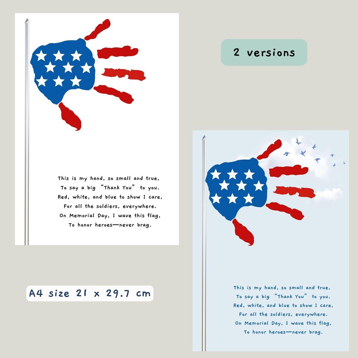 Memorial Day Handprint Craft Bundle: Patriotic Activities (digital ...