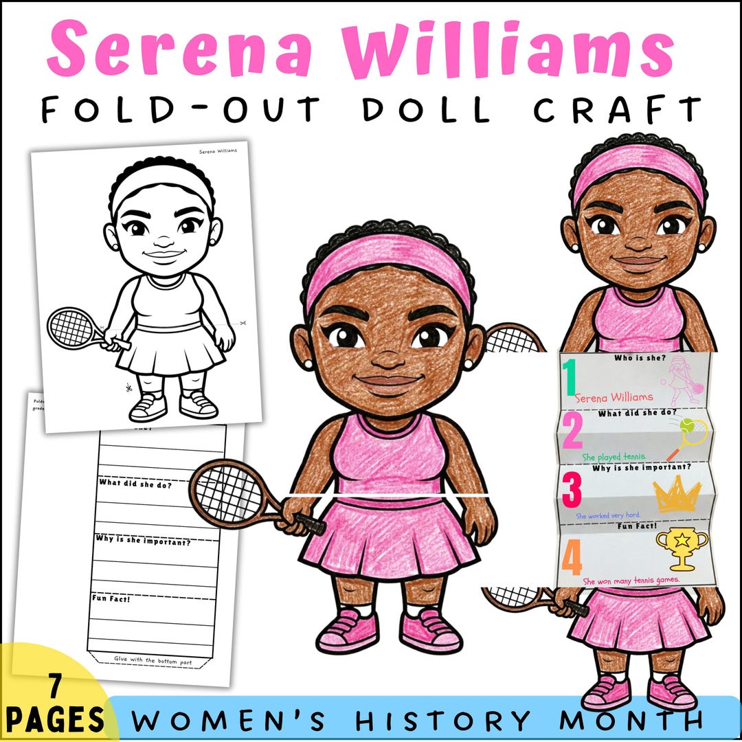 Women’s History Month Serena Williams Fold-out Doll Craft Activity K–1 ...