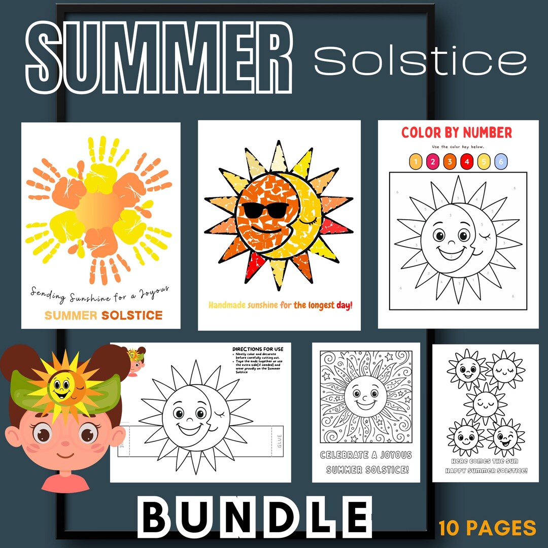 Summer Solstice Craft Bundle: Handprint, Crown, Coloring (PDF Digital ...