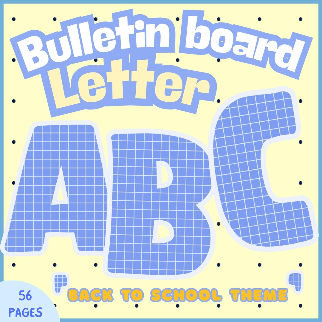 Blue Bulletin Board Letters: A-Z, Numbers & Symbols (printable PDF File ...