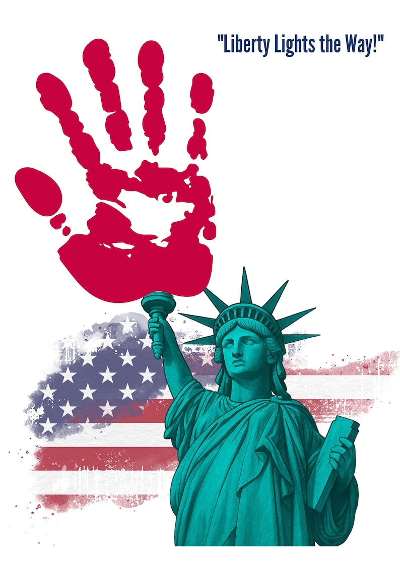 Statue of Liberty Handprint Craft: 4th of July Keepsake (PDF Download ...