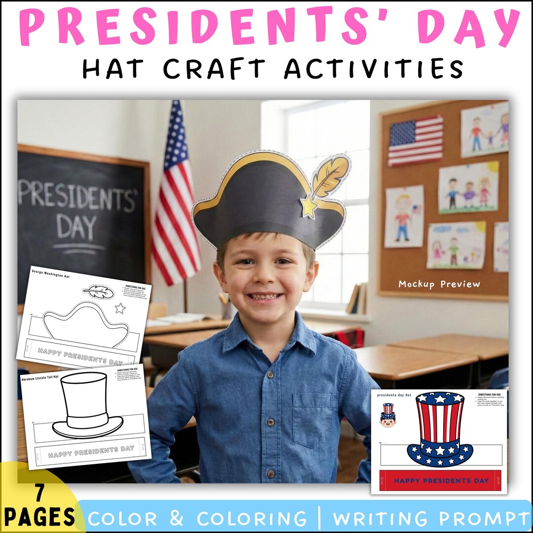 Presidents' Day Hat Craft | Coloring Activity (PDF Download) - Etsy