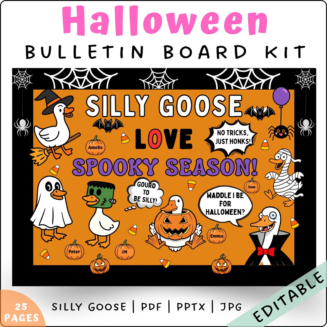 Halloween Bulletin Board | Silly Goose Theme | Editable PPTX ...