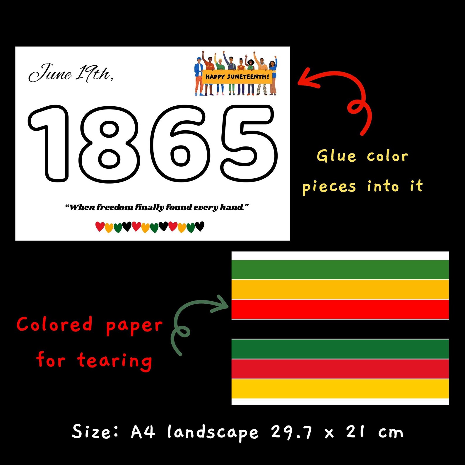 Bundle: Juneteenth Craft Activities Pack – Handprint Art & 1865 Pieces ...