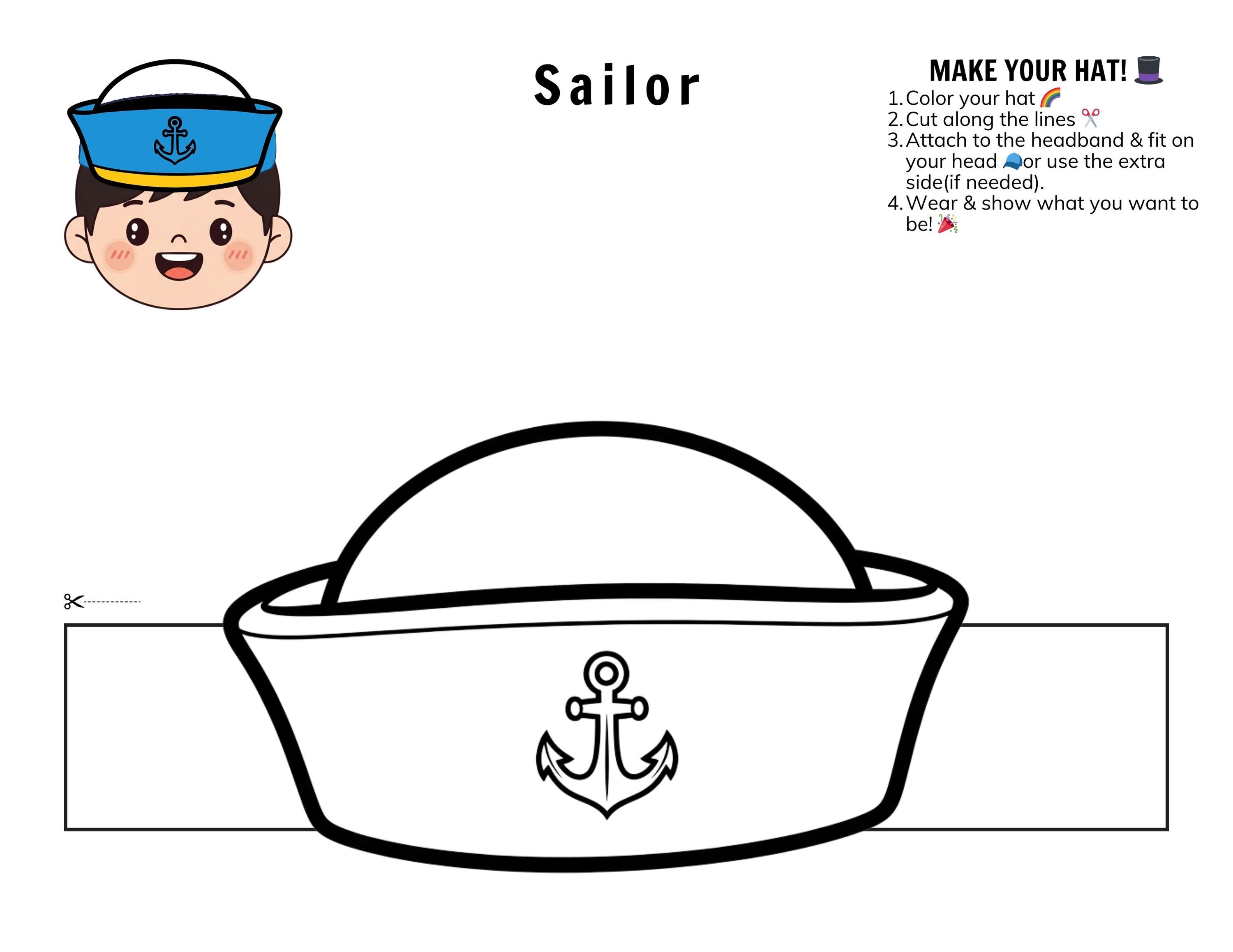 Community Helpers Hats: Career Day Coloring Craft (printable Kids ...
