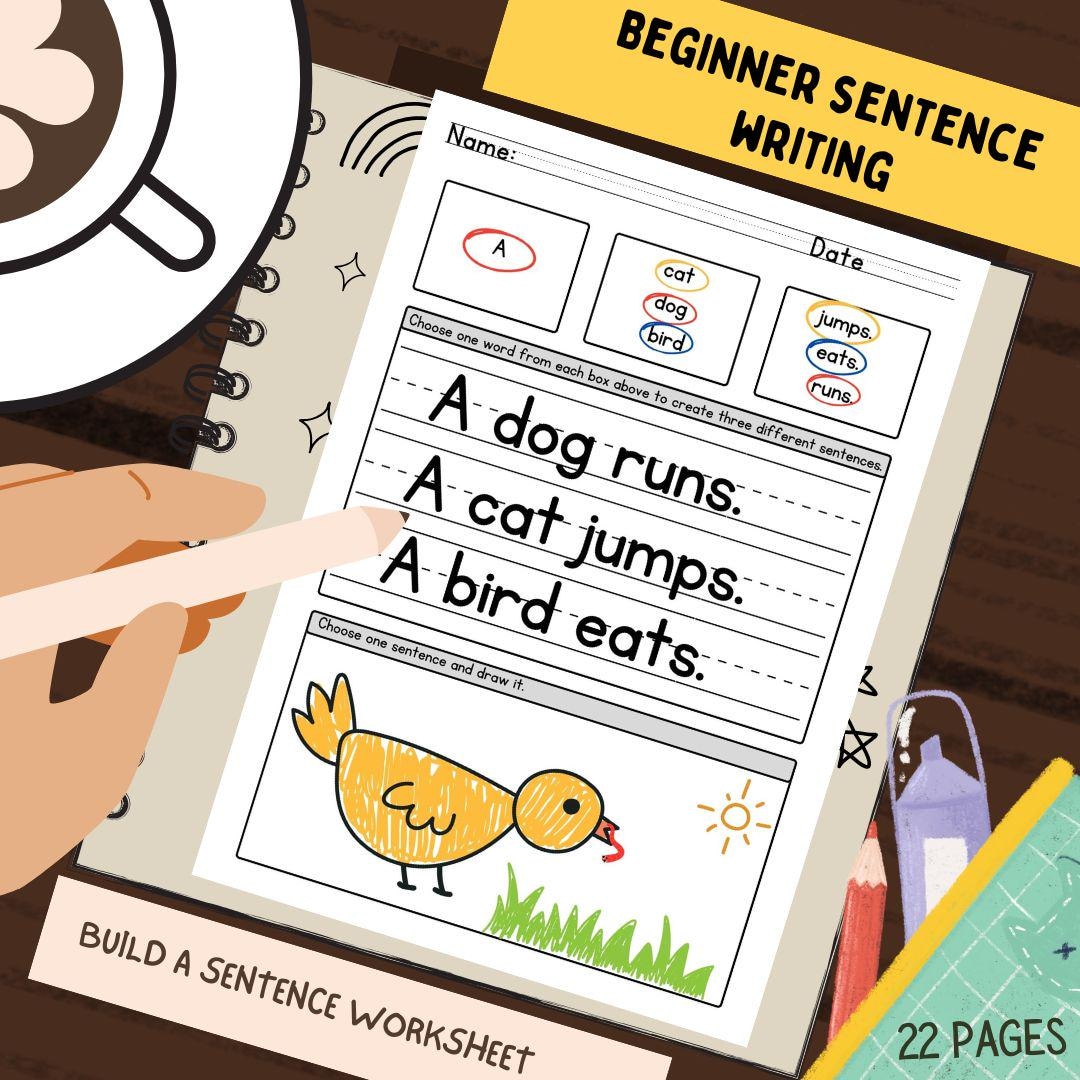 Beginner Sentence Writing Worksheets: Kindergarten-2nd Grade (PDF) - Etsy
