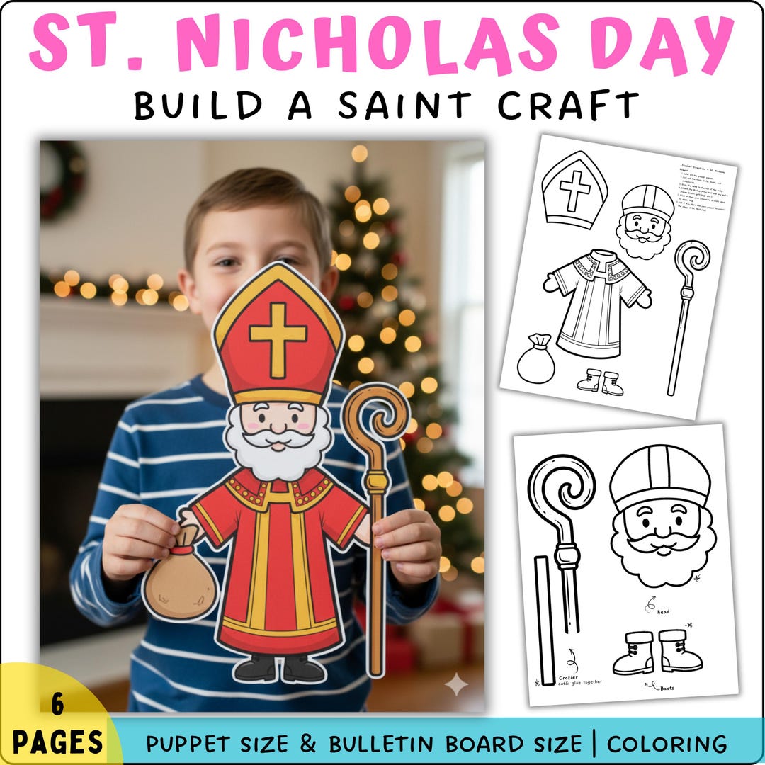 St. Nicholas Day Craft |build-a-saint Puppet (small and Large) | Cut ...