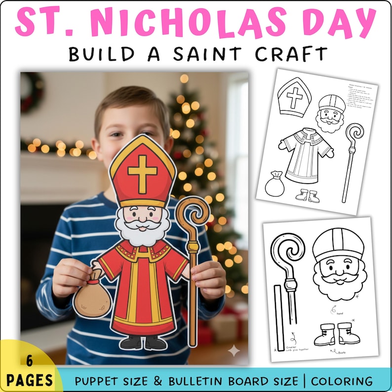 St. Nicholas Day Craft |build-a-saint Puppet (small and Large) | Cut ...