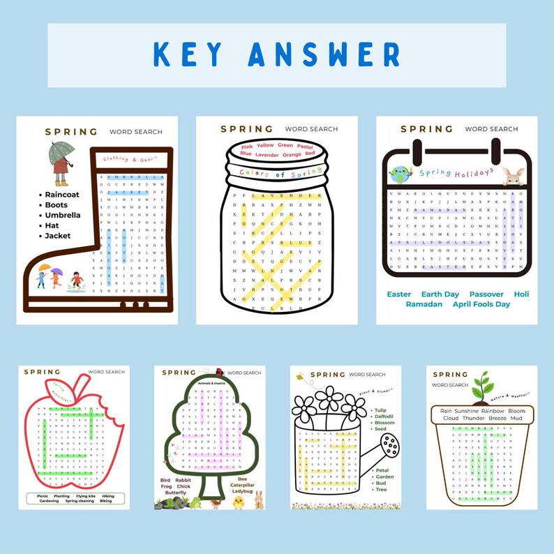Spring Word Search Puzzle: Kids Activity Worksheet (digital Download ...