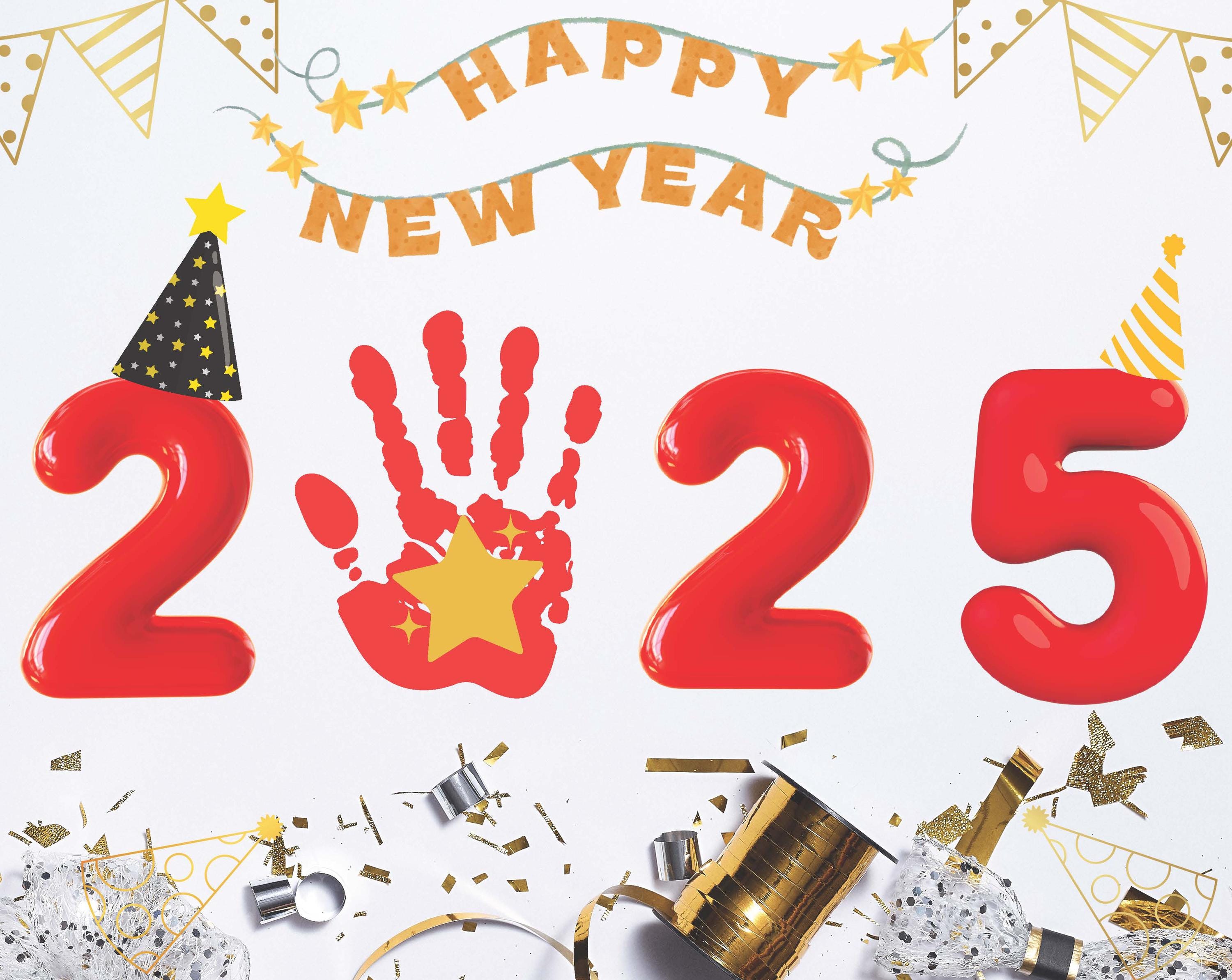 New Year 2025 Handprint Art Printable, Kids Handprint Craft, Handprint ...