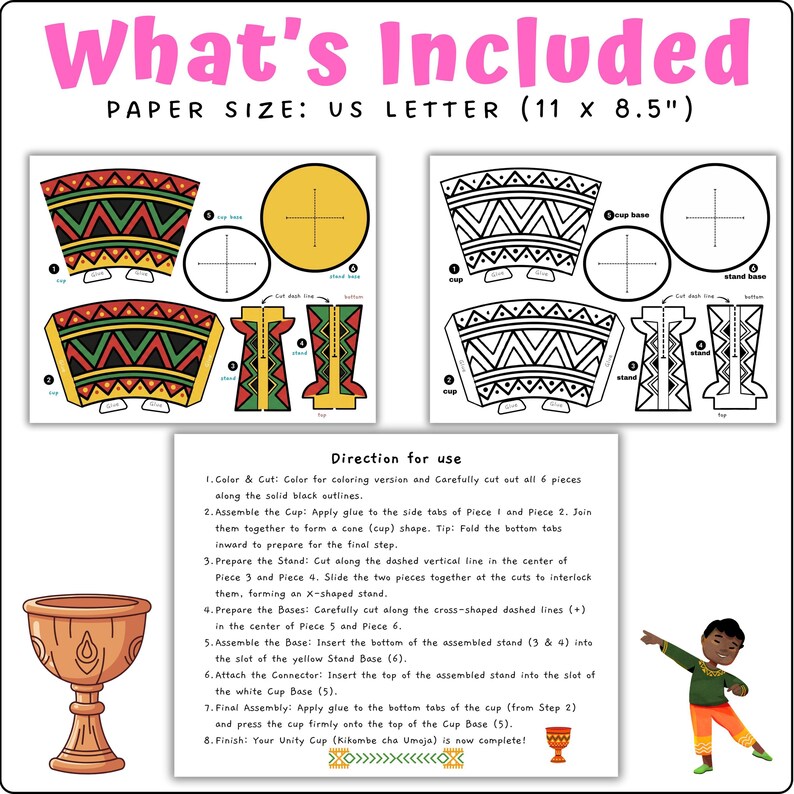 Kwanzaa Unity Cup 3D Craft | Kikombe Cha Umoja | Cut & Glue Printable ...