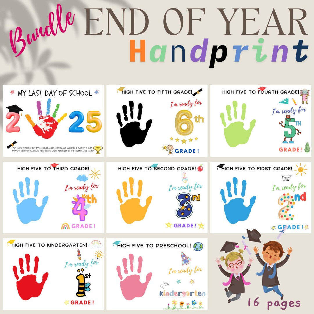 End of Year Handprint Art Bundle: Graduation Keepsake (digital Download ...