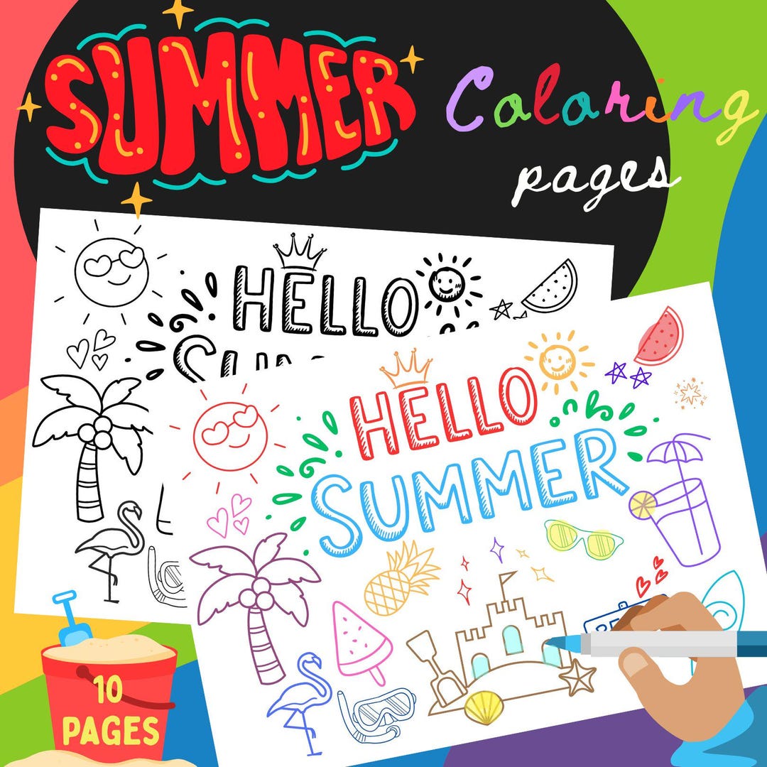 Summer Coloring Pages: 10 Printable Designs for Kids (instant Download ...