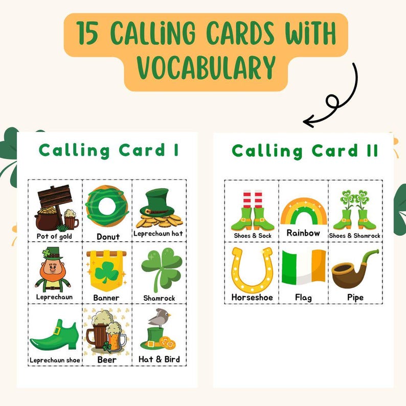 ST. Patrick's Day Bingo Activity Game for Class Party or Spring Break ...