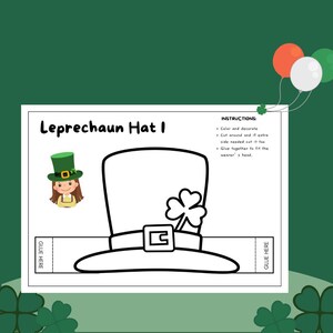Leprechaun Hat Paper Crown: St. Patrick's Day Coloring Craft (instant ...