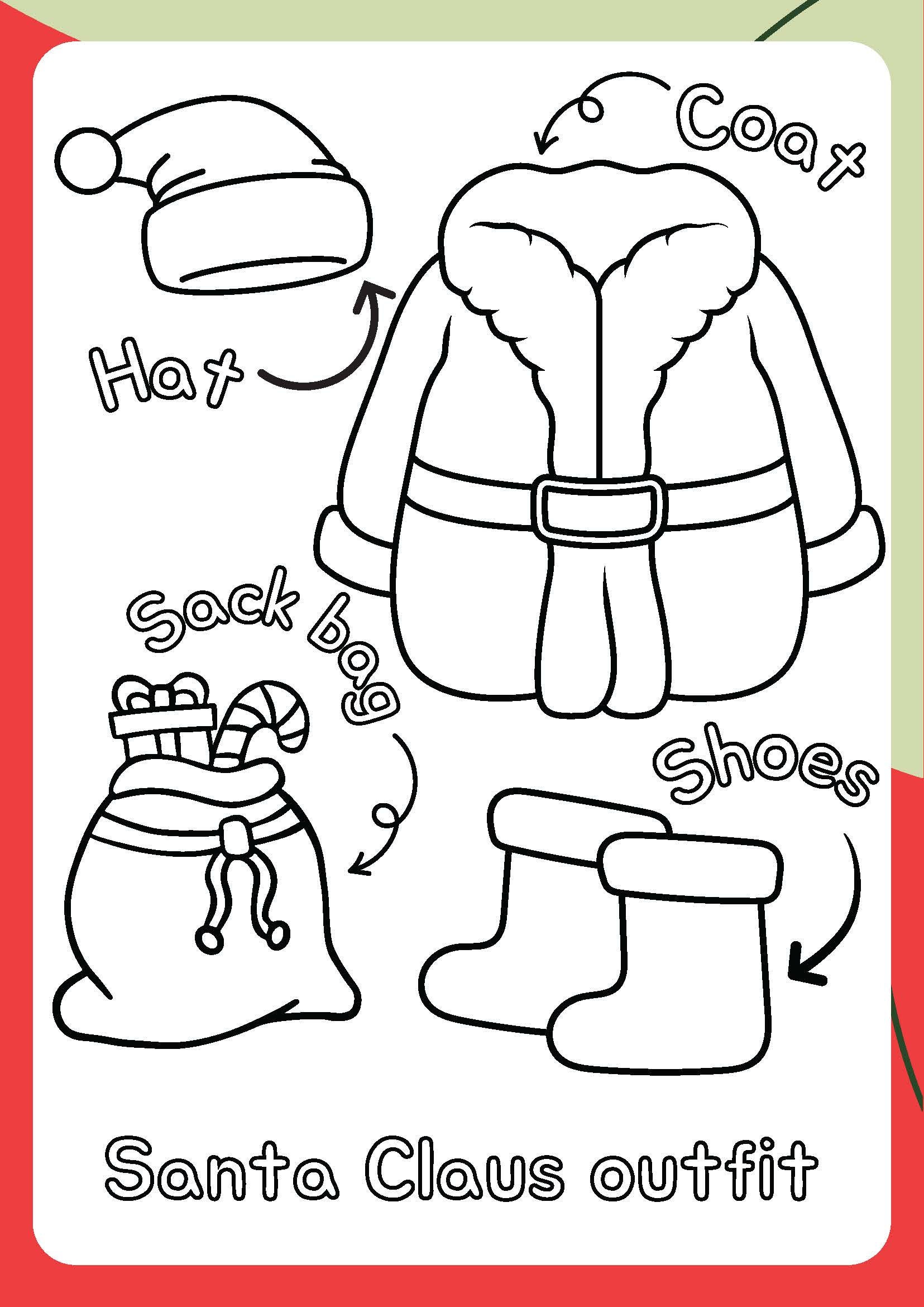 Coloring Pages Christmas Theme With Vocabulary for Kids - Etsy